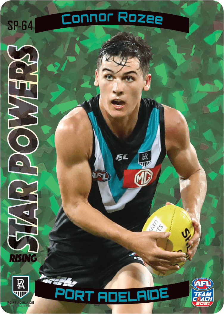 AFL Single Card - Teamcoach 2021 SP-64 Connor Rozee Green Star Power C ...